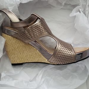 Nicole by Nicole Miller | Shoes | Nib Bronze Strappy Wedge Nicole Shoes ...